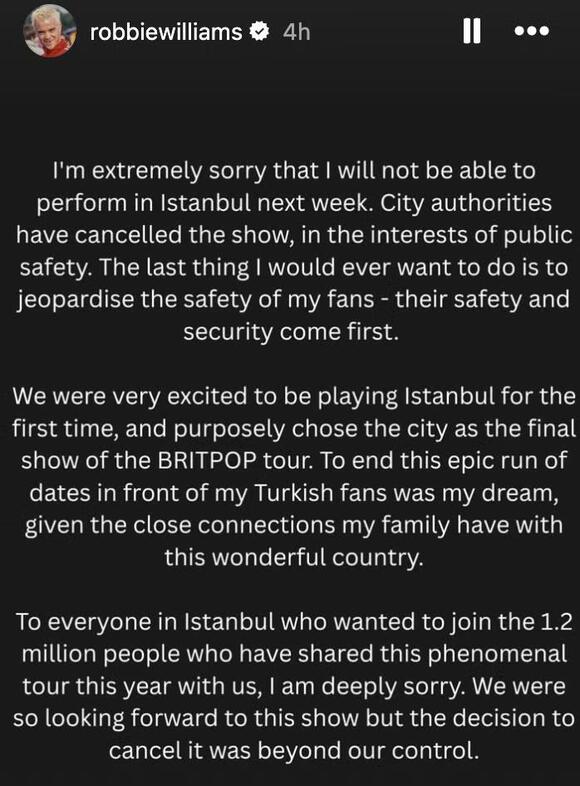 Robbie Williams cancels his final show of world tour due to ‘public ...