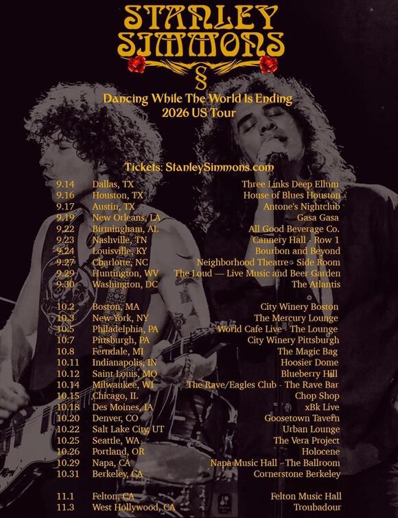 Stanley Simmons Announce Fall 2026 US Tour - See Where They're Playing ...