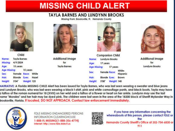 FDLE issues missing child alert for 2 teens from Brooksville - NewsBreak