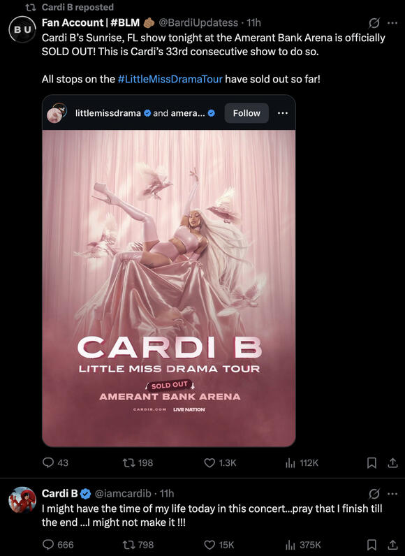 Cardi B Shouts Out 'My Brother Quavo' After His Attendance at Little ...