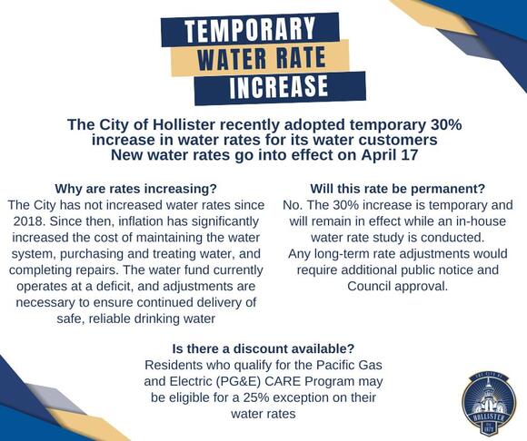 Hollister Adopts 30% Temporary Water Rate Increase - NewsBreak