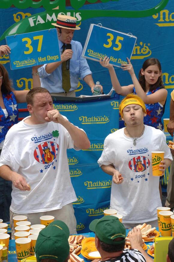 Joey Chestnut reignites Takeru Kobayashi rivalry in Netflix hot dog ...