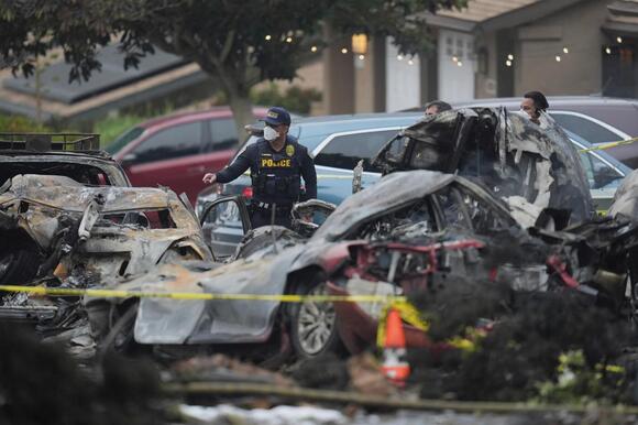 San Diego private jet crash kills 2, injures 8 after it smashed into ...