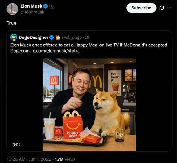 Elon Musk Still Wants That Dogecoin Happy Meal At McDonald's—But It'll ...