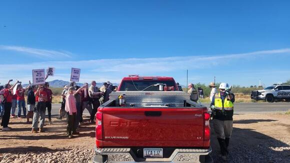 “We said no!!”: Dozens protest as construction of Project Blue data ...