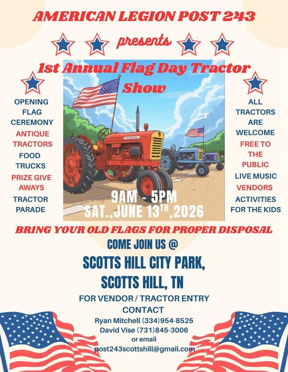 Flag Day Tractor Show at Scotts Hill Park June 13 - NewsBreak