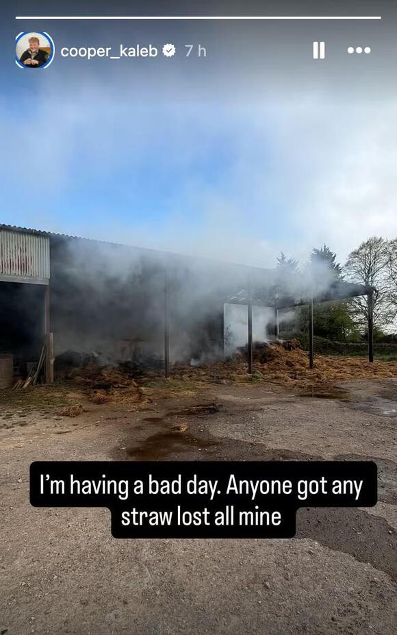 Clarkson’s Farm star Kaleb Cooper shares fire picture as barn blaze ...