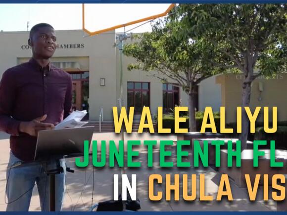 Anchor Wale Aliyu reports on Juneteenth flag raising at Chula Vista ...