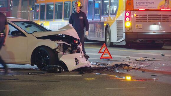 Suspected DUI Driver Crashes Into Downtown Los Angeles Metro Bus ...