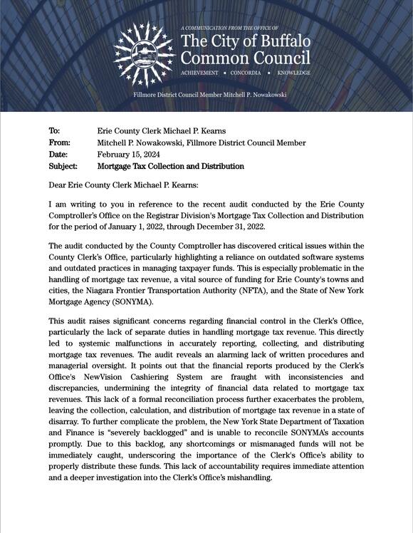 Erie County Comptroller audit finds mortgage issues with Clerk's Office