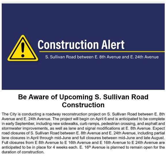 South Sullivan Road Construction Begins April 6 - NewsBreak