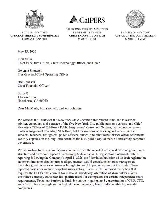NYC Comptroller Raises Concerns Over SpaceX IPO Governance - NewsBreak