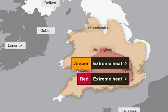 Rare red weather warning issued for extreme heat – but what does it ...