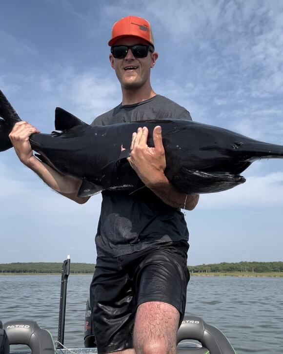 Stunning jet black paddlefish caught (and released) by Oklahoma Angler ...
