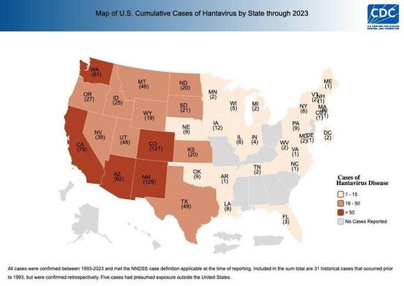 Hantavirus cases in the US mapped showing where rat virus has been ...