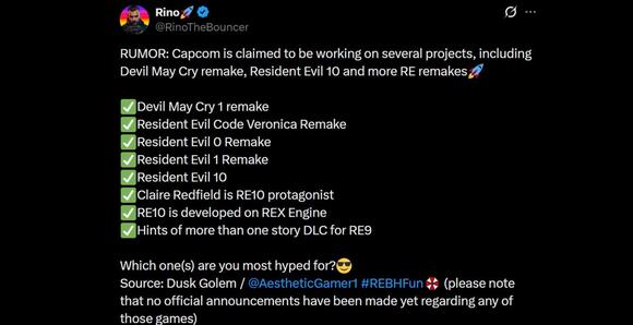 Resident Evil 10 and Multiple Capcom Remakes Reportedly Leaked by ...