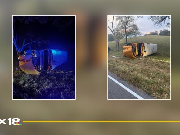 School bus driver, monitor injured after bus flips over during crash ...
