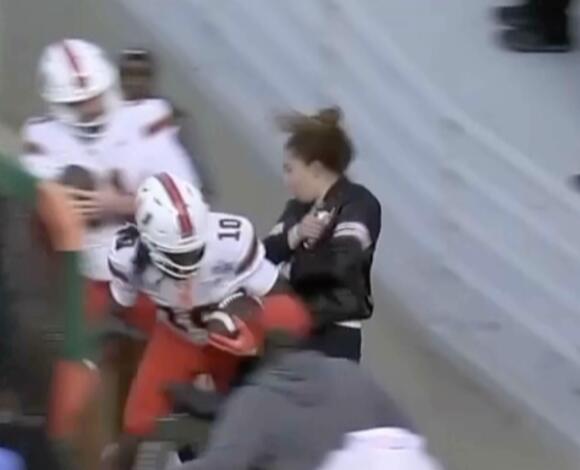 ‘Not again!’: University of Miami reporter hit twice on the sidelines ...