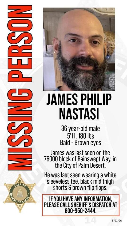 Search underway for 36-year-old missing man last seen in Palm Desert ...