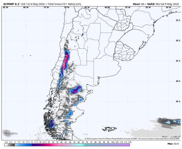 SnowBrains Forecast: Ongoing 10-30 cm Andes Storm for South America ...