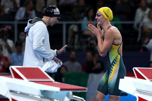 Katie Ledecky falls short against Ariarne Titmus again in 400-meter freestyle at 2024 Olympics