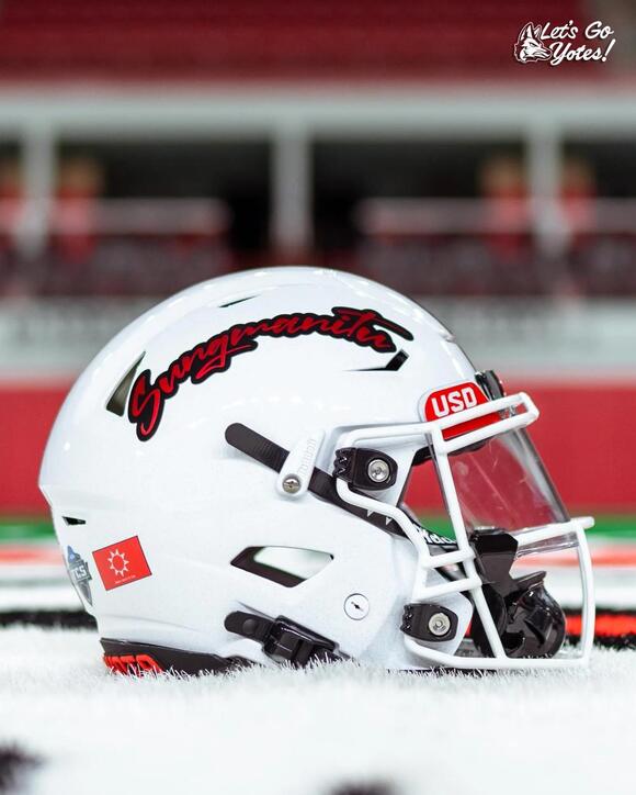 University of South Dakota football wearing new Lakota helmet design on ...
