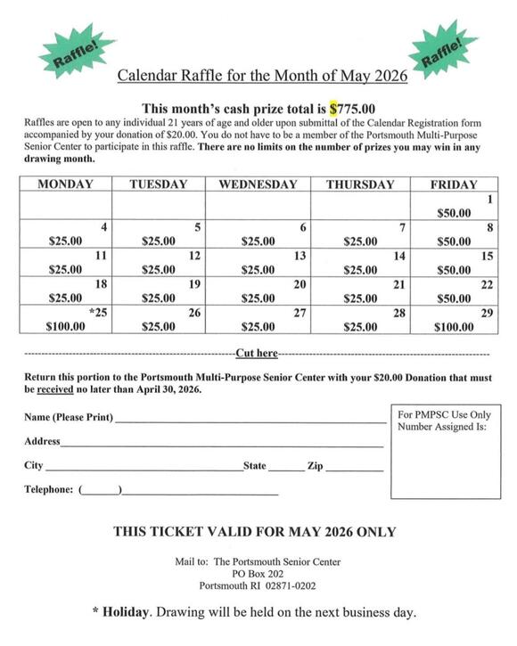 May 2026 Raffle Entries Due April 30 - NewsBreak