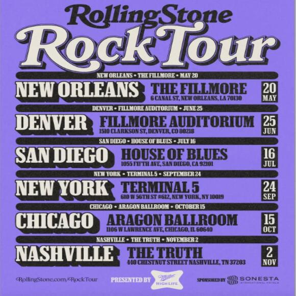 Rolling Stone Announces Summer & Fall 2026 Rock Tour Featuring ...