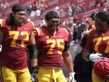 USC offensive line, tight ends start training camp with crucial ...