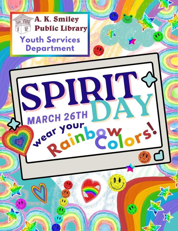 Spirit Day at A.K. Smiley Library on Mar 26 - NewsBreak