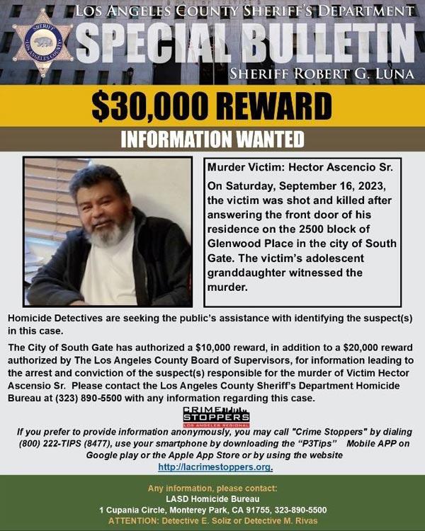 Los Angeles County Sheriff Offers $30,000 Reward for Information in ...