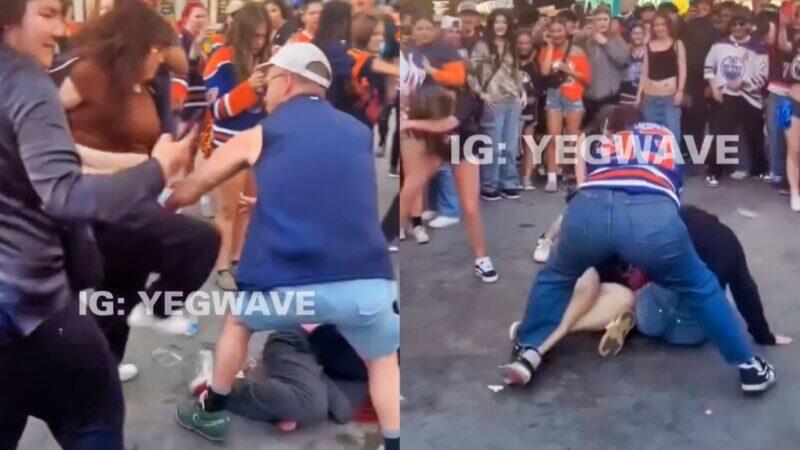 Insane Brawl Breaks Out Between A Bunch Of Females At Edmonton Oilers ...