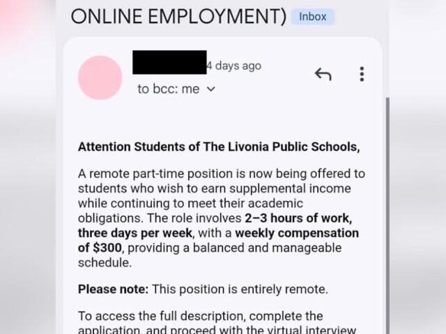 Phishing scam targets Livonia students with fake job offers - NewsBreak