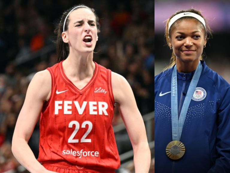 Simone Biles & Gabby Thomas Attend First WNBA Game, Watch Caitlin Clark And Indiana Fever