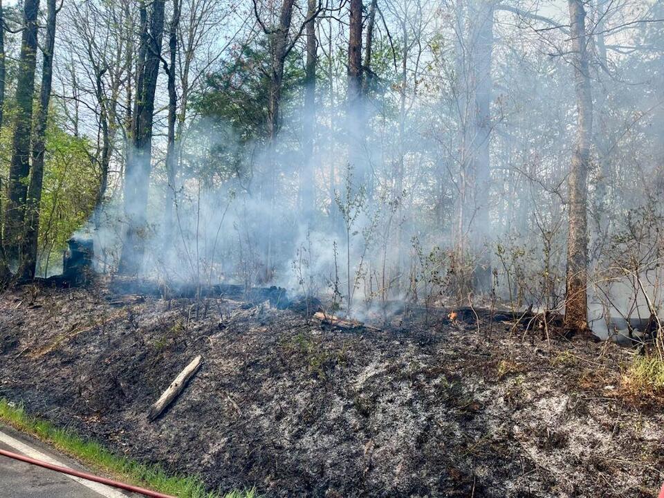 Roadside fire apparently caused by sparks from a chain - NewsBreak