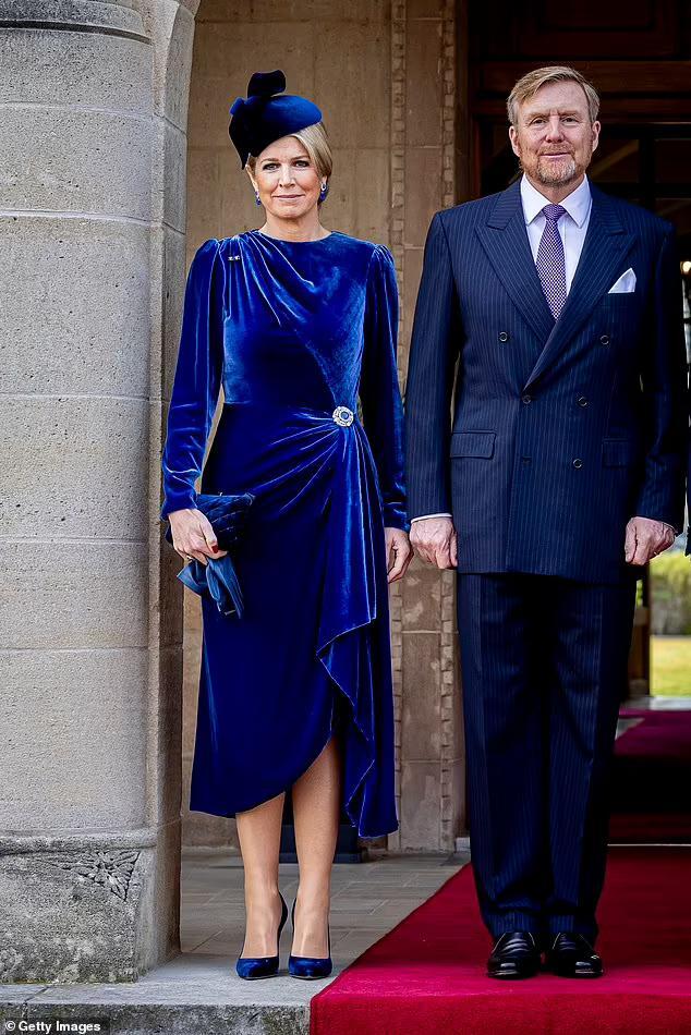 Queen Maxima of the Netherlands looks regal in velvet suit on Cyprus ...