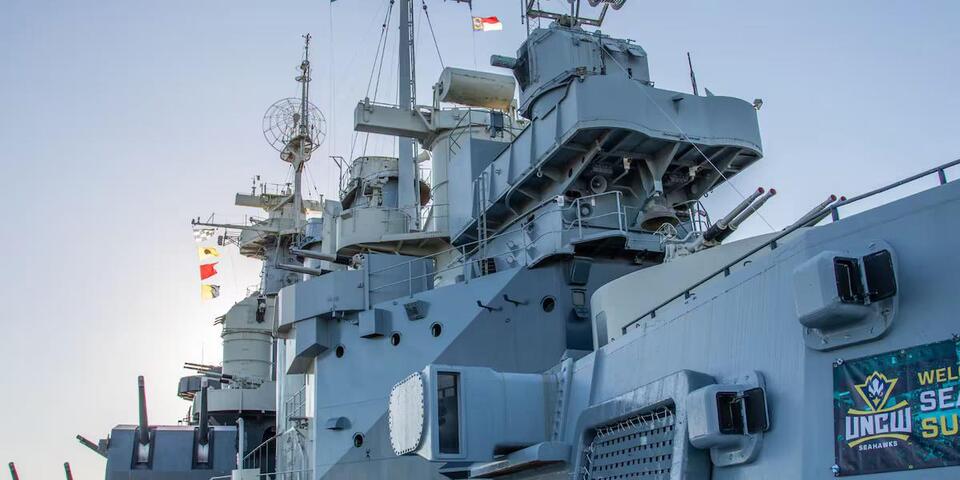 Battleship NC to illuminate in Marine Corps Colors for 250th ...
