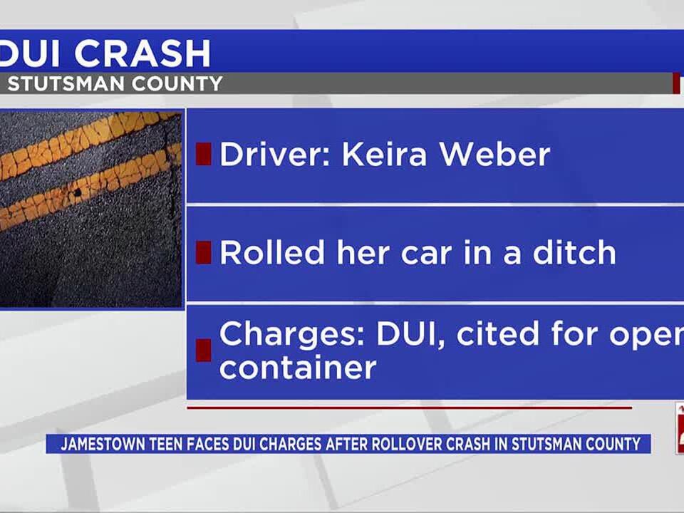 Jamestown woman facing DUI charges after rollover crash in Stutsman County