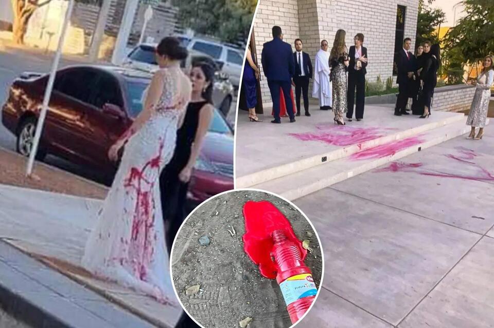 Groom’s ‘unhinged’ mom hired goons to throw red paint at bride as she ...