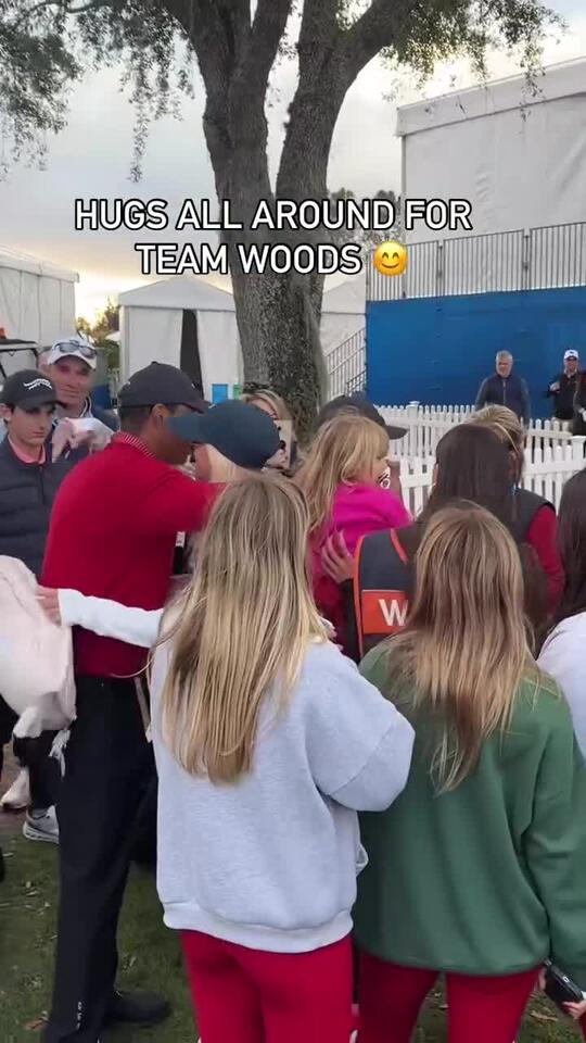 Tiger Charlie and Sam greet family after walking off No 18 ...