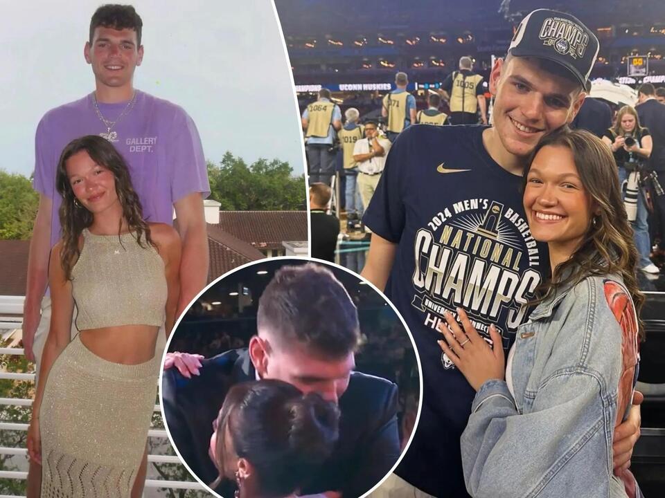 Donovan Clingan embraces girlfriend after being selected No. 7 in 2024 ...