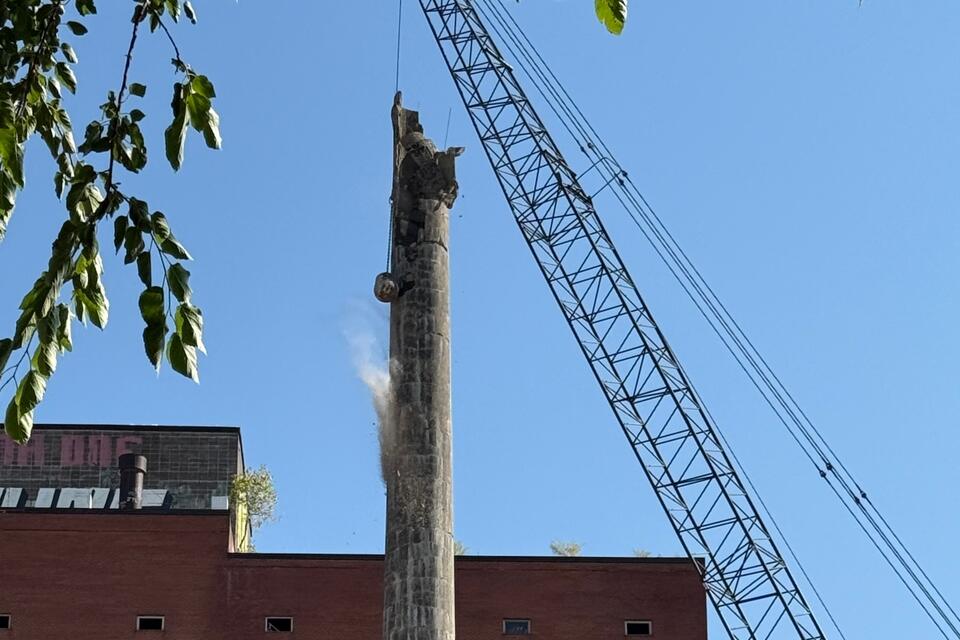 The beginning of the end: Smokestack comes down as first part of ...