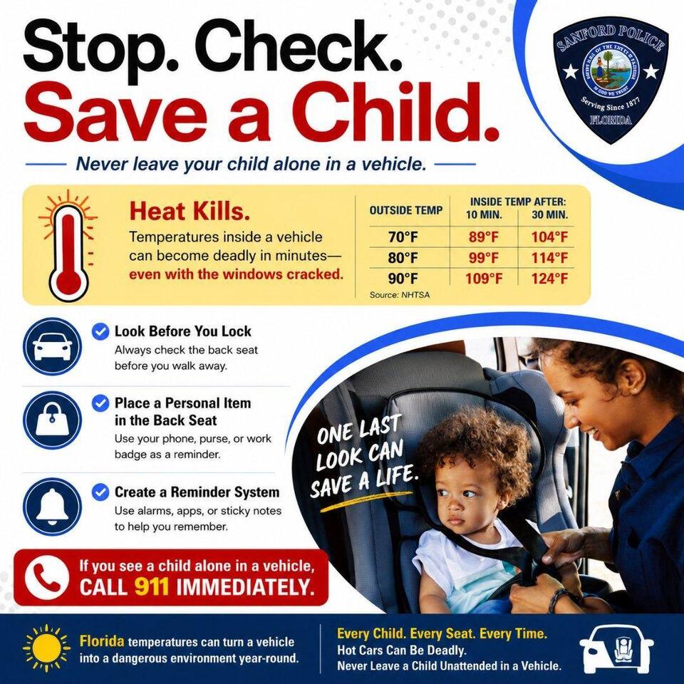 Police warn drivers to check back seat for children - NewsBreak
