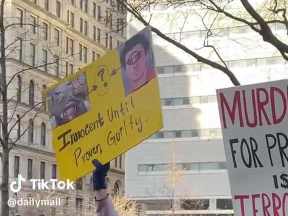 "free Luigi" Protesters at Manhattan Court In the freezing cold stands ...
