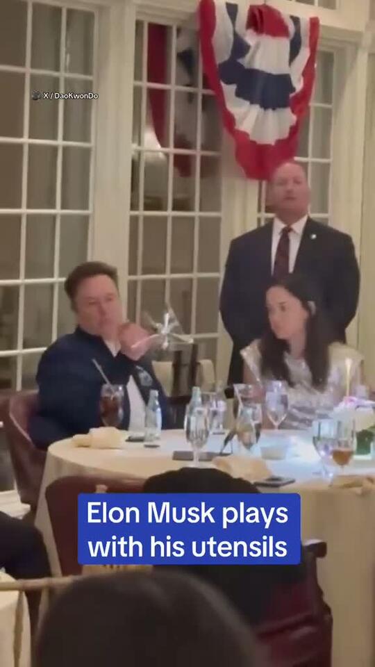 Elon Musk was spotted balancing cutlery on his finger… - NewsBreak