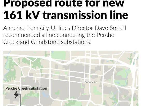 Proposed route for new 161 kV transmission line