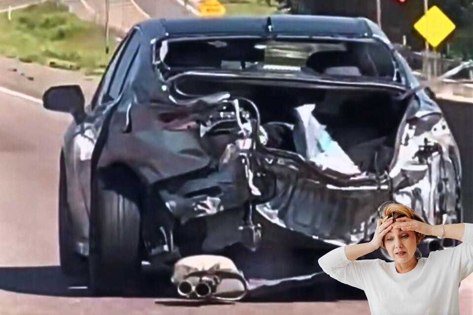 Car with smashed rear spotted driving on Texas highway - NewsBreak