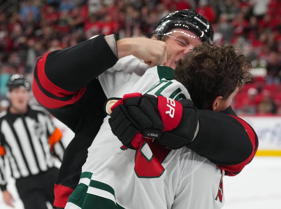 Wild's Tyler Pitlick ejected after injuring Hurricanes' Jalen Chatfield ...