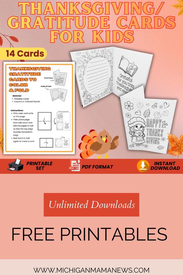 FREE Thanksgiving/Gratitude Cards for Kids to Color, Write, & Give ...