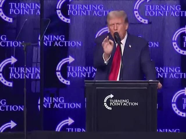 Donald Trump speaks in Detroit at Turning Point event